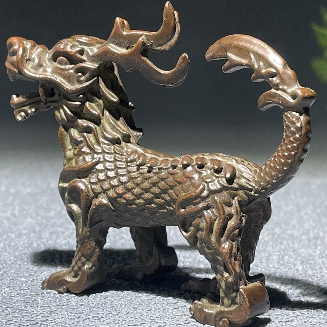Antique Pure Copper Hand Carved Rui Beast Statue,home Decor,antique ...