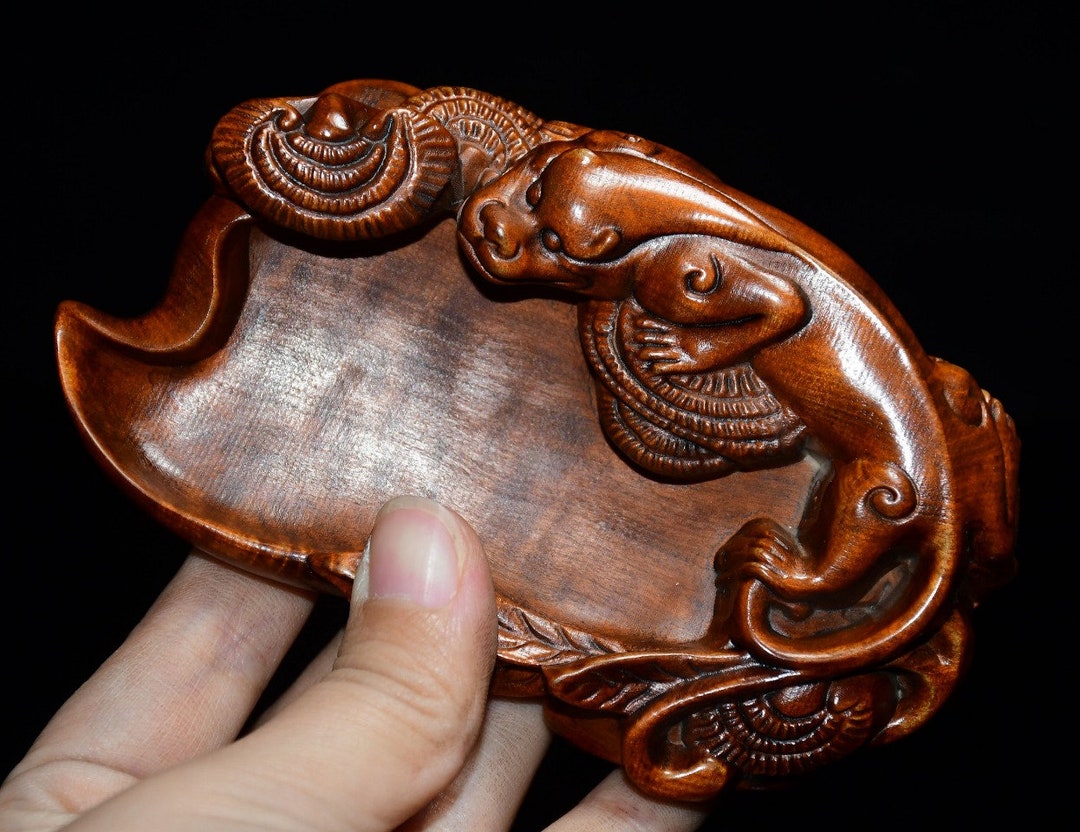 China's Pure Hand-carved Boxwood Carving Pixiu Pattern Statue Pen Wash ...