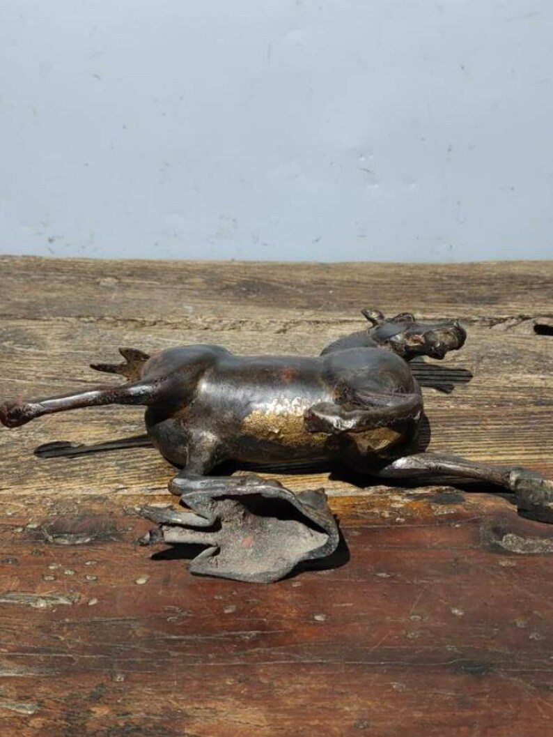 Chinese Antique Handmade Large Pure Copper Mud Gold Lucky Horse to ...