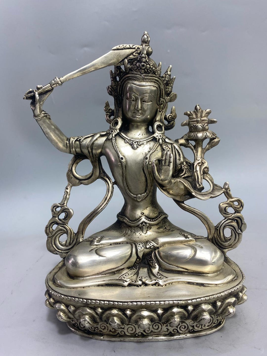 Chinese Antique Handmade Carved Pure Copper Buddha Statue Ornament ...