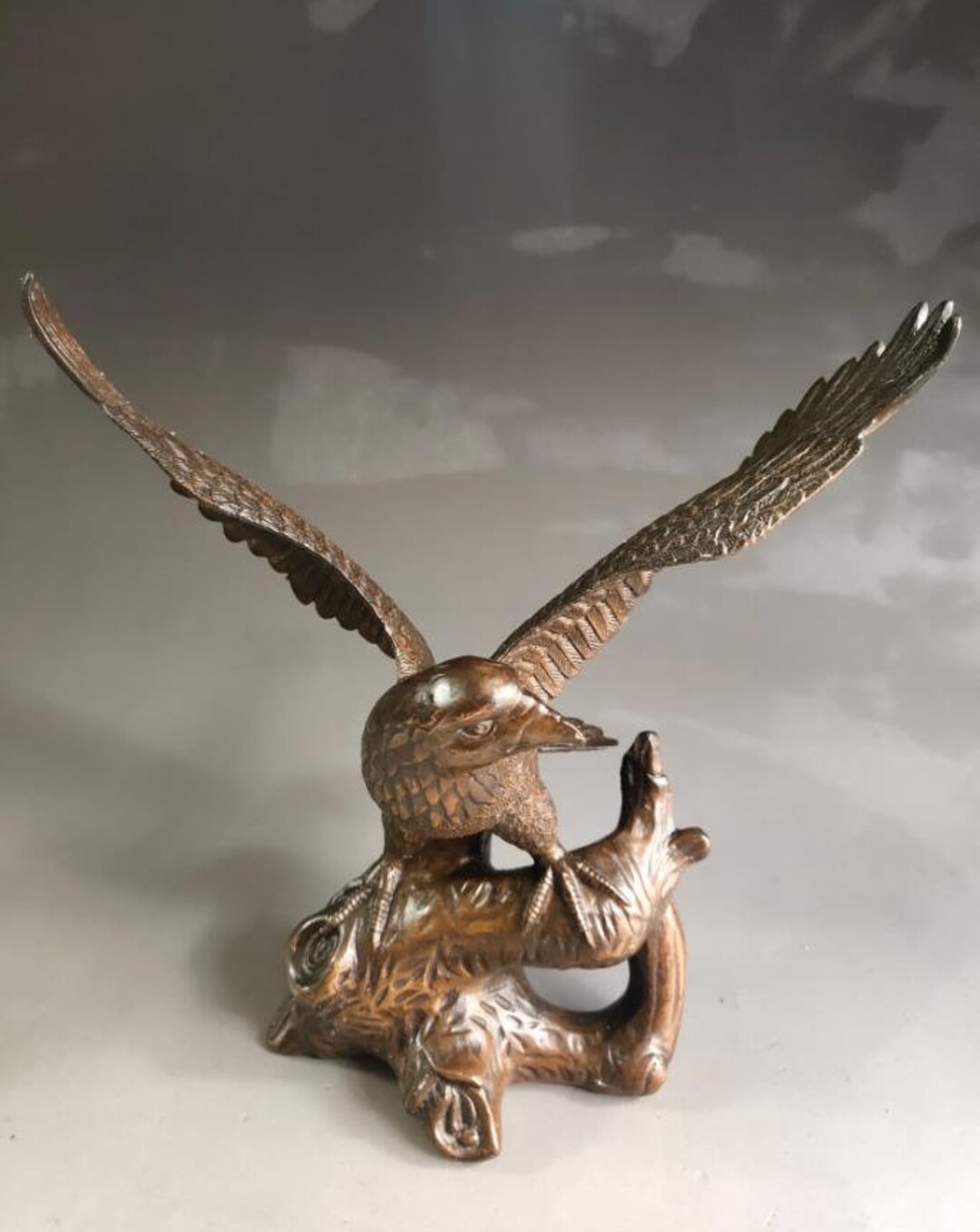 Chinese Pure Copper Hand Carved Eagle Statue Desktop Decoration,home ...