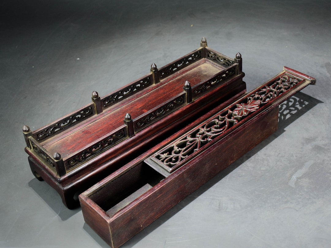 Chinese Antique Hand Carved Rosewood Carved Lotus Pattern Incense Box ...