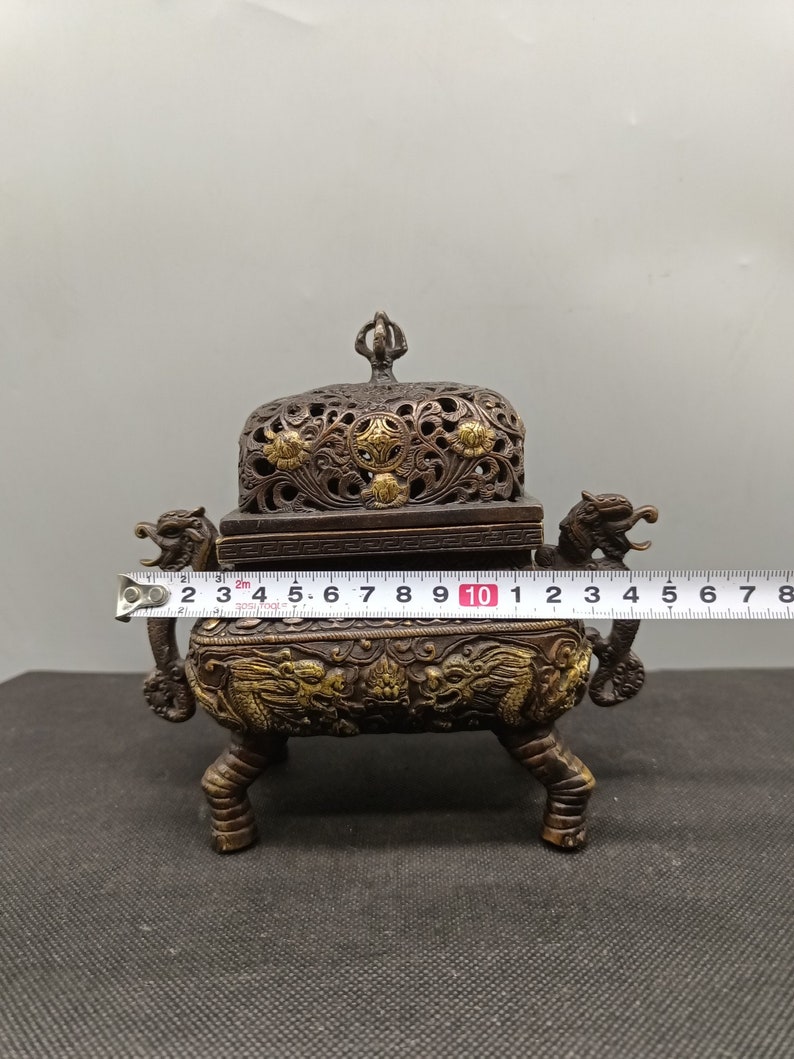 Chinese Antique Pure Copper Dragon Incense Burner Statue Hand - Etsy