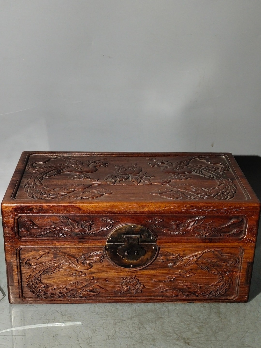 Chinese Antique Hand Carved Large Rosewood Box Hand Carved Double ...