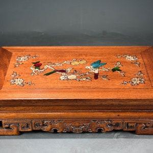 Chinese Antique Pure Hand-carved Exquisite Rosewood Flower and Bird ...