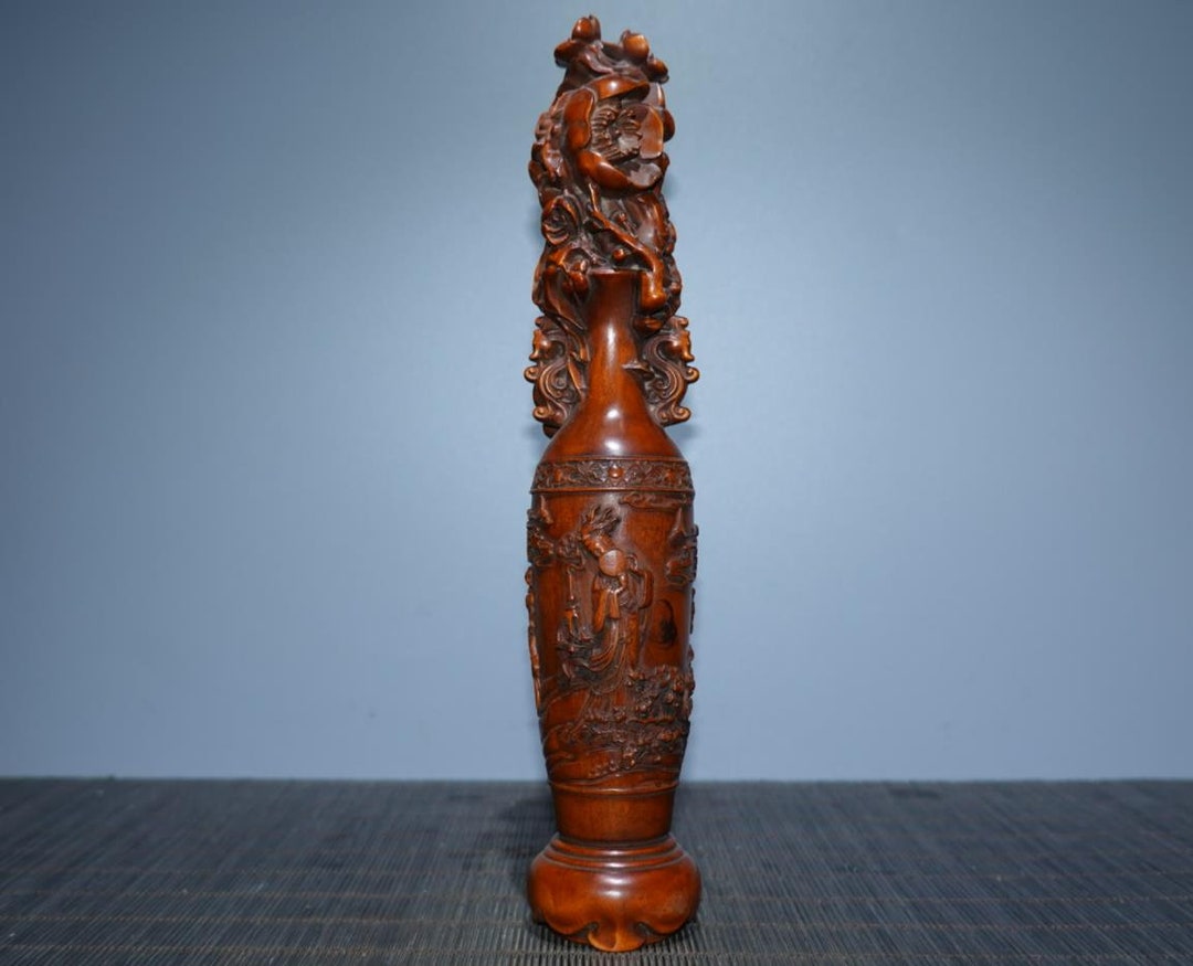 Chinese Antique Natural Boxwood Hand Carving Vase Ornament,exquisite ...