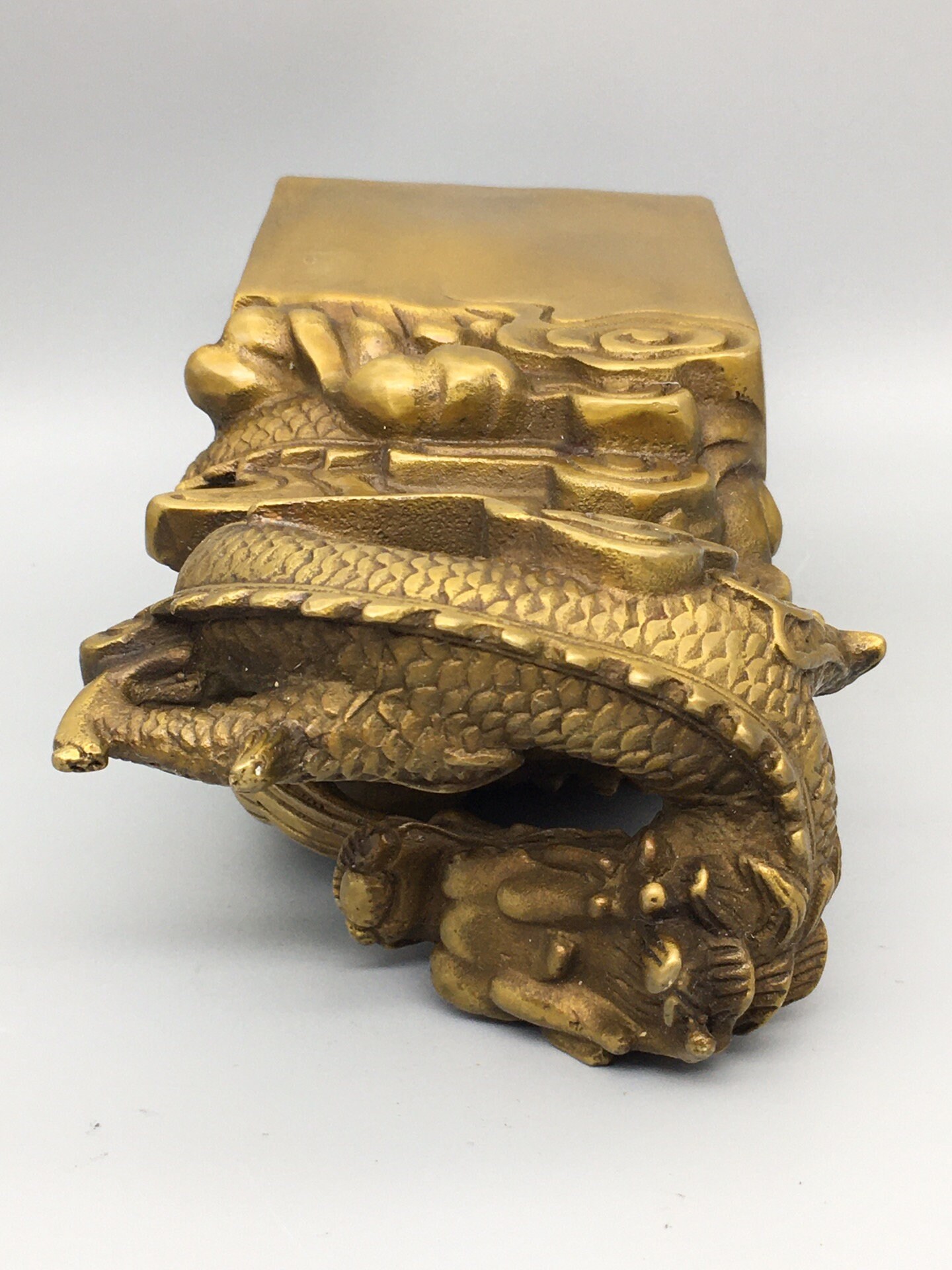 Chinese Pure Hand-carved Brass Dragon Statue Seal Desk - Etsy