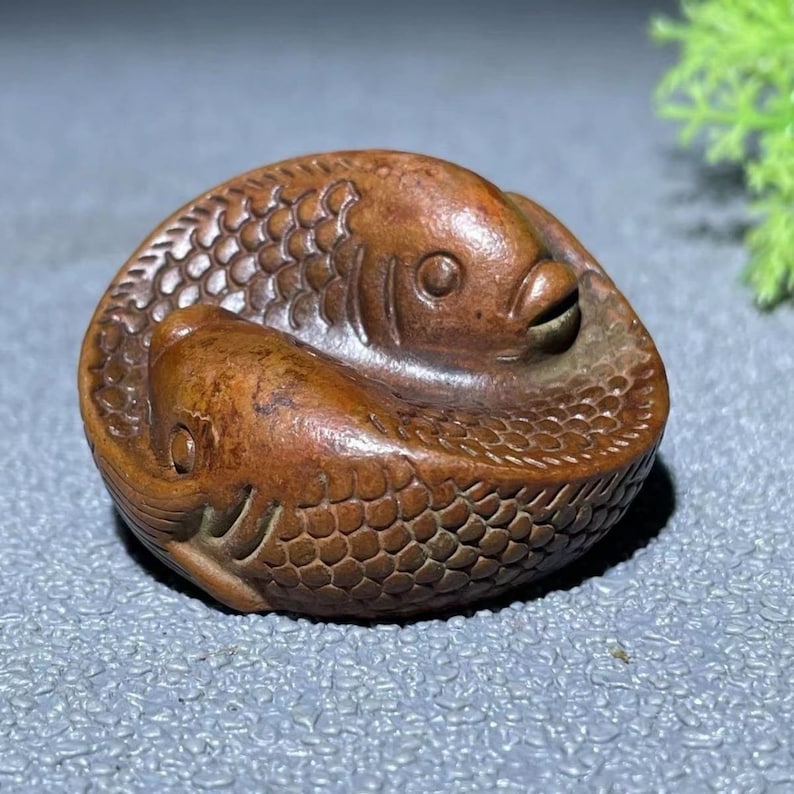 Antique Pure Copper Hand Carved Two Fish Statue,tea Pet Statue,home ...