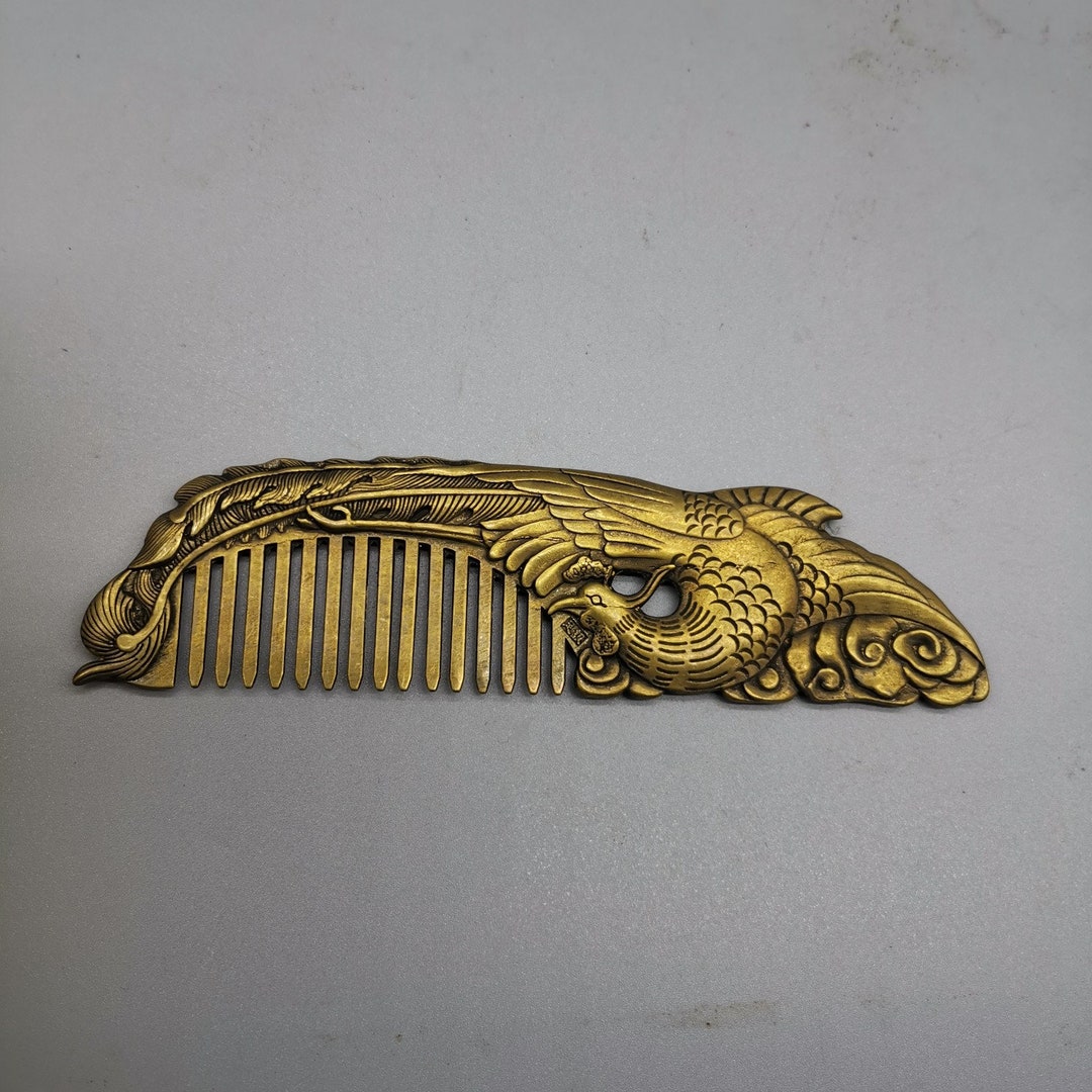 Collect Hand Carved Pure Copper Brass Phoenix Pattern Combs,fine ...