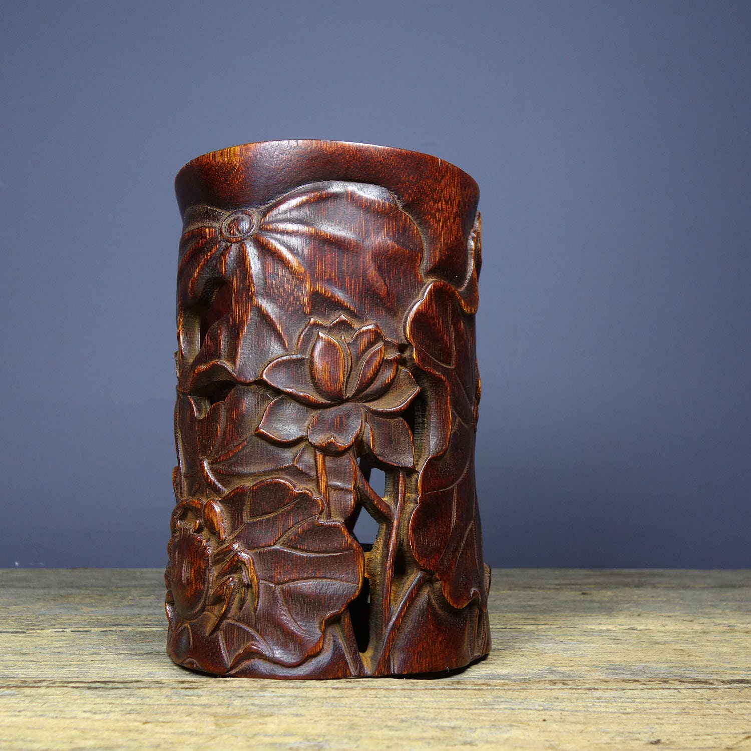 Chinese Antique Hand Carved Rare Bamboo Carving Lotus Hollowed - Etsy