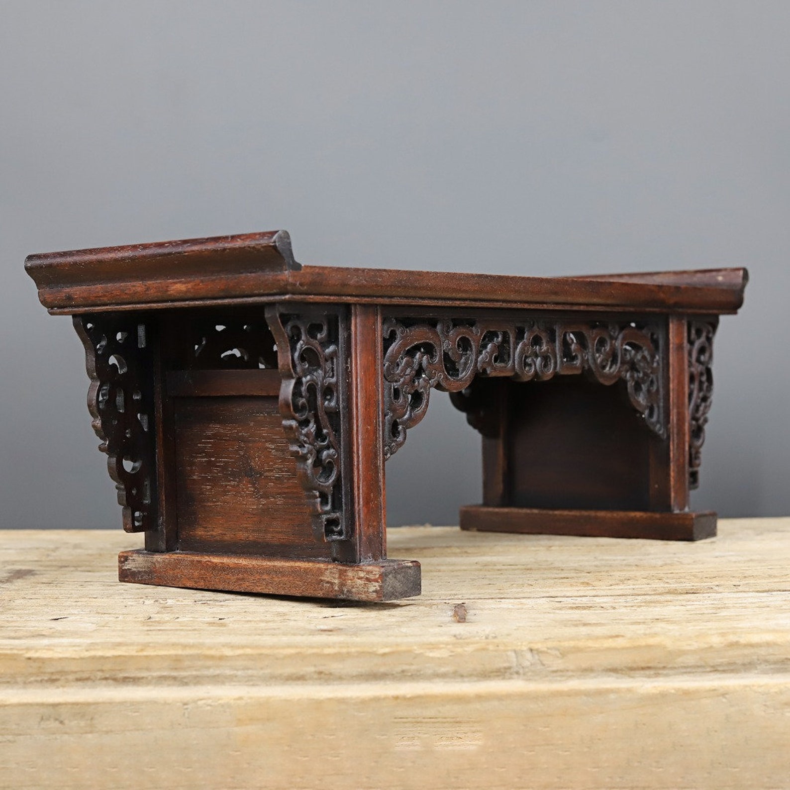 Chinese Hand Carved Natural Rosewood Inlaid Auspicious Beast Patterns ...