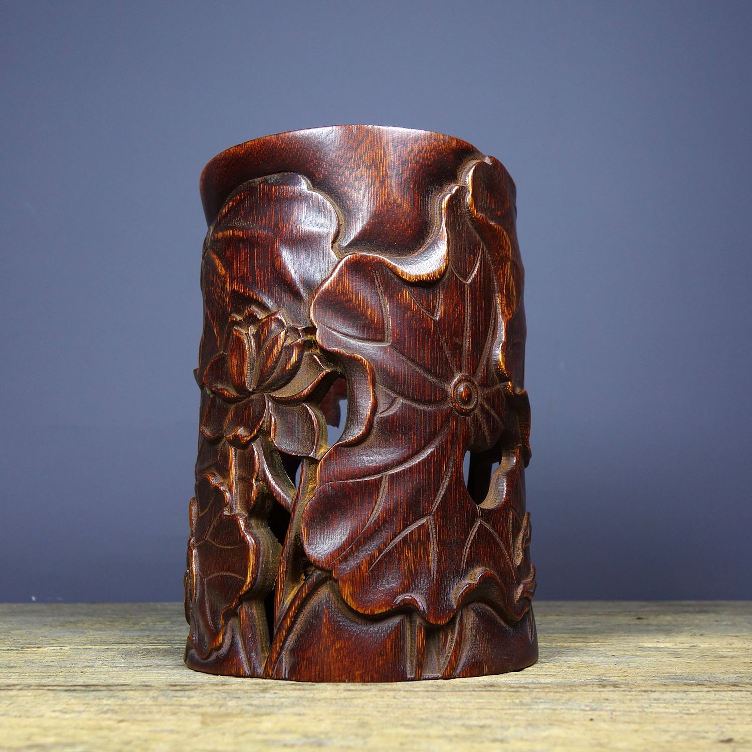 Chinese Antique Hand Carved Rare Bamboo Carving Lotus Hollowed - Etsy