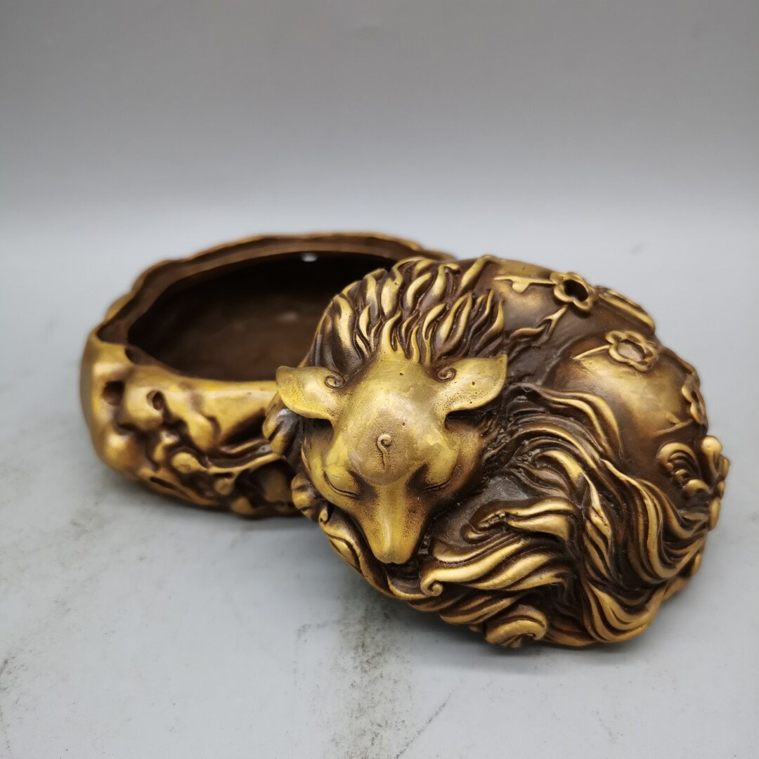 Chinese Hand Carved Pure Copper Brass Fox Pattern Statue Hollow Out ...