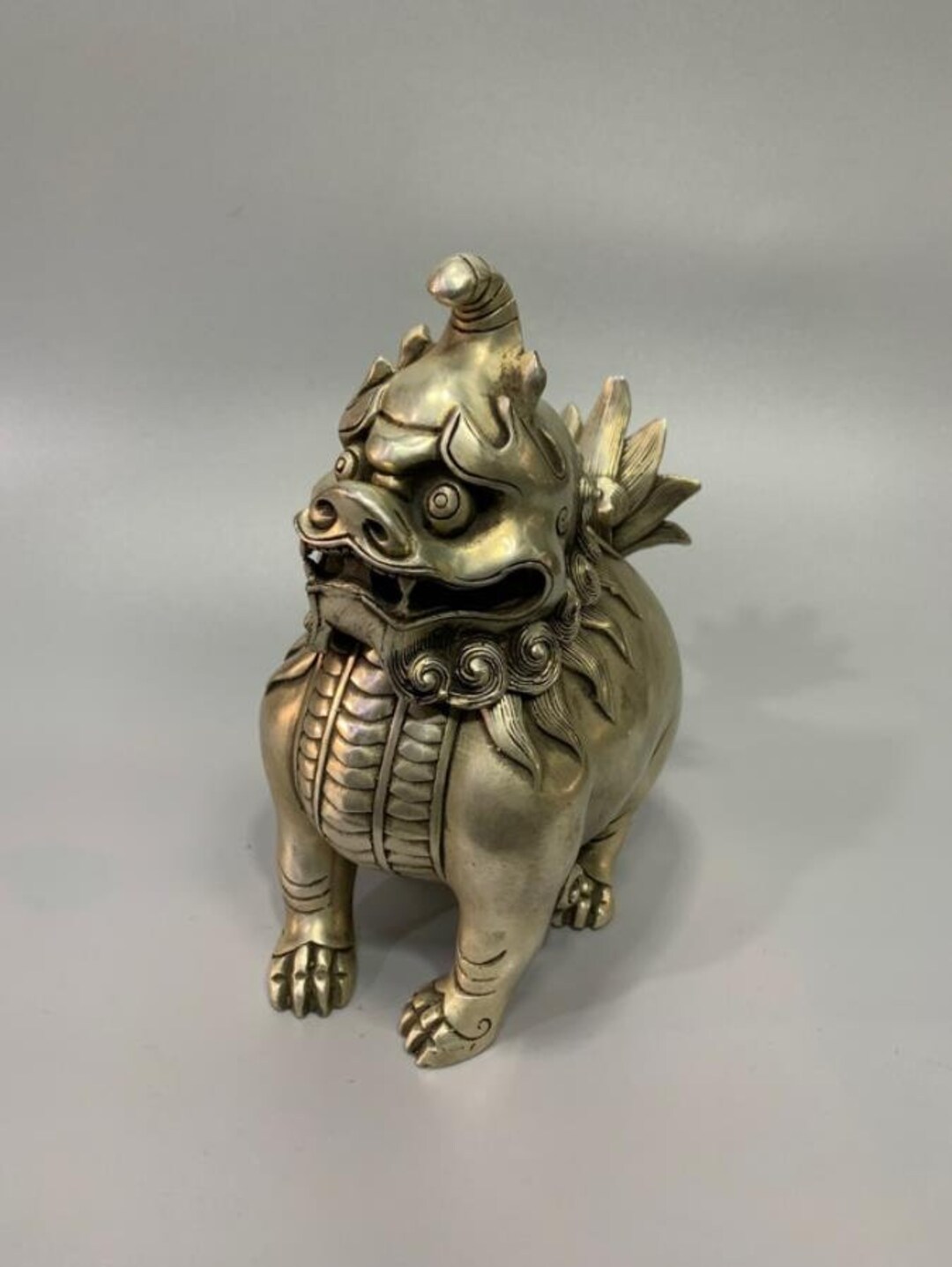 Chinese Antique Pure Copper Hand-carved Auspicious Beast Incense Burner ...