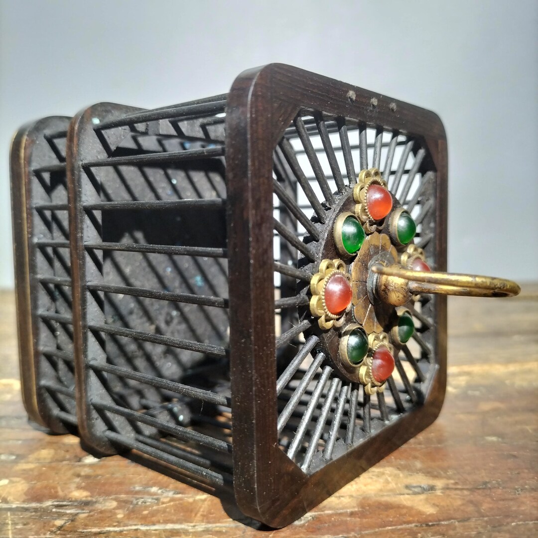Chinese Antique Cricket Cage Ebony Carved Pet Cage Furniture ...