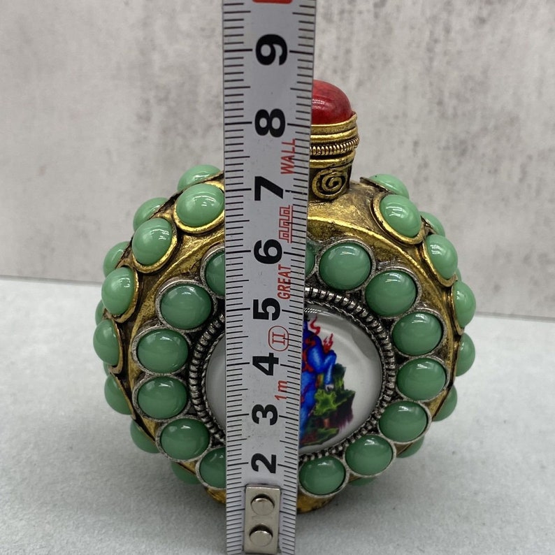 This Antique Pure Copper Snuff Bottle is Inlaid With Gems and ...