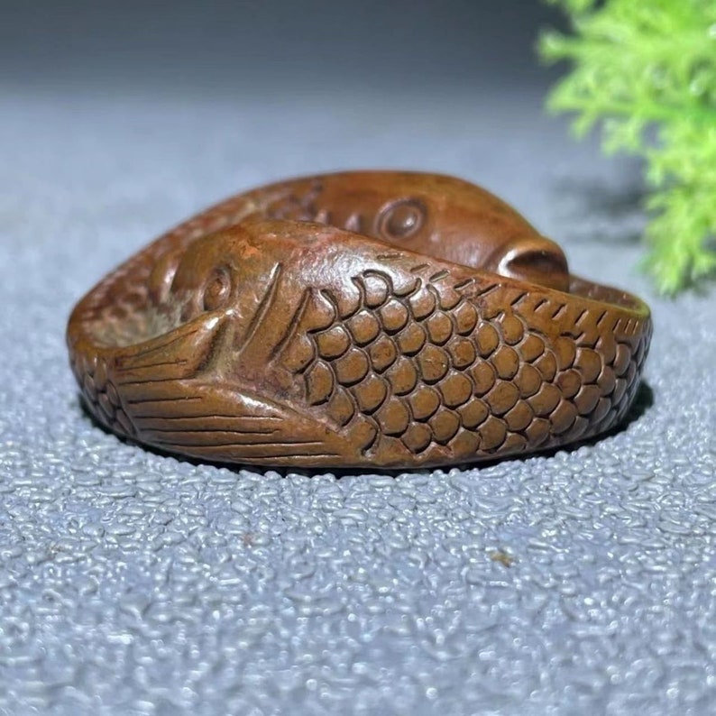 Antique Pure Copper Hand Carved Two Fish Statue,tea Pet Statue,home ...