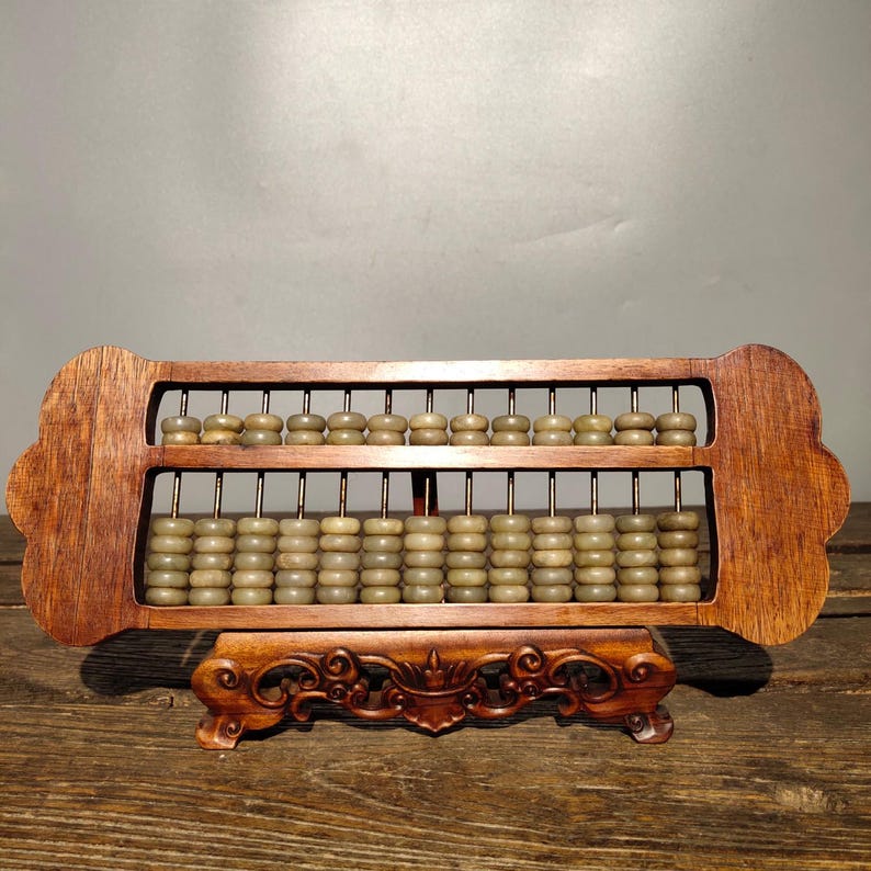 Chinese Antique Pure Hand-carved Rosewood With Base Inlaid Jade Bead ...
