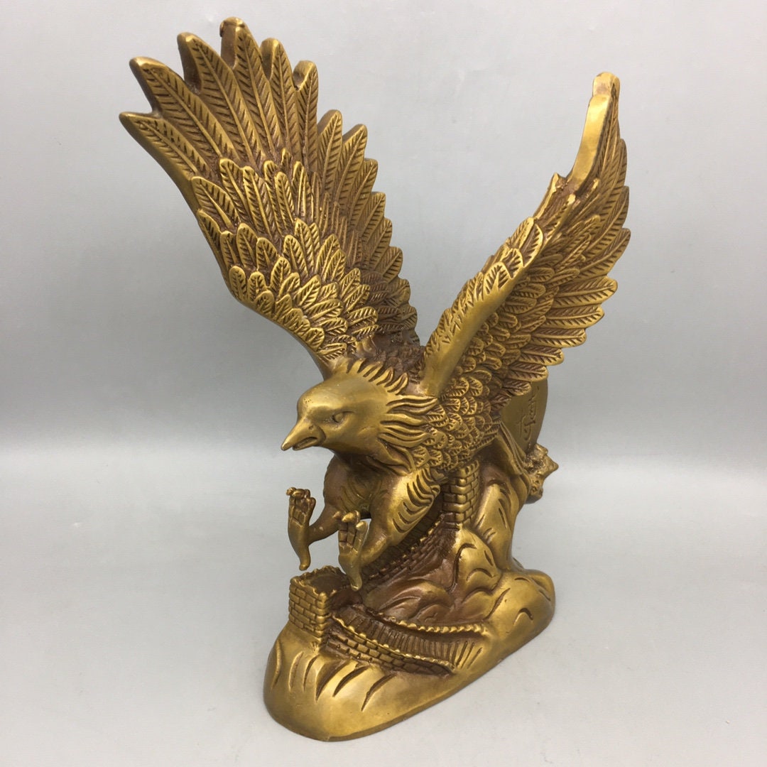 Chinese Antique Pure Hand-carved Pure Copperr Eagle Brass Statue,can Be ...