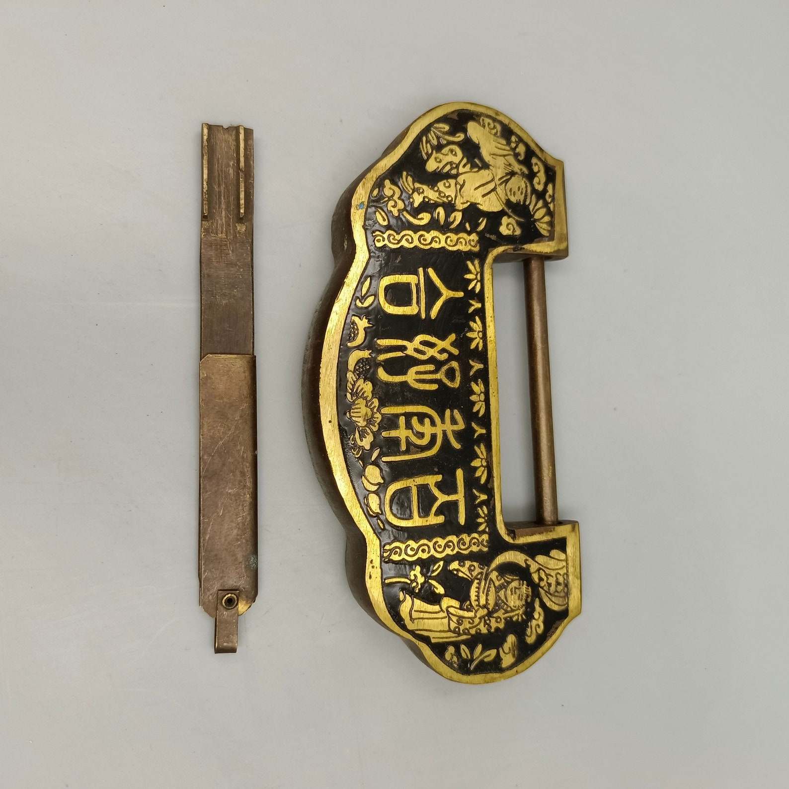 Chinese Antique Pure Hand-carved Copper Lock Yuanbao Copper - Etsy