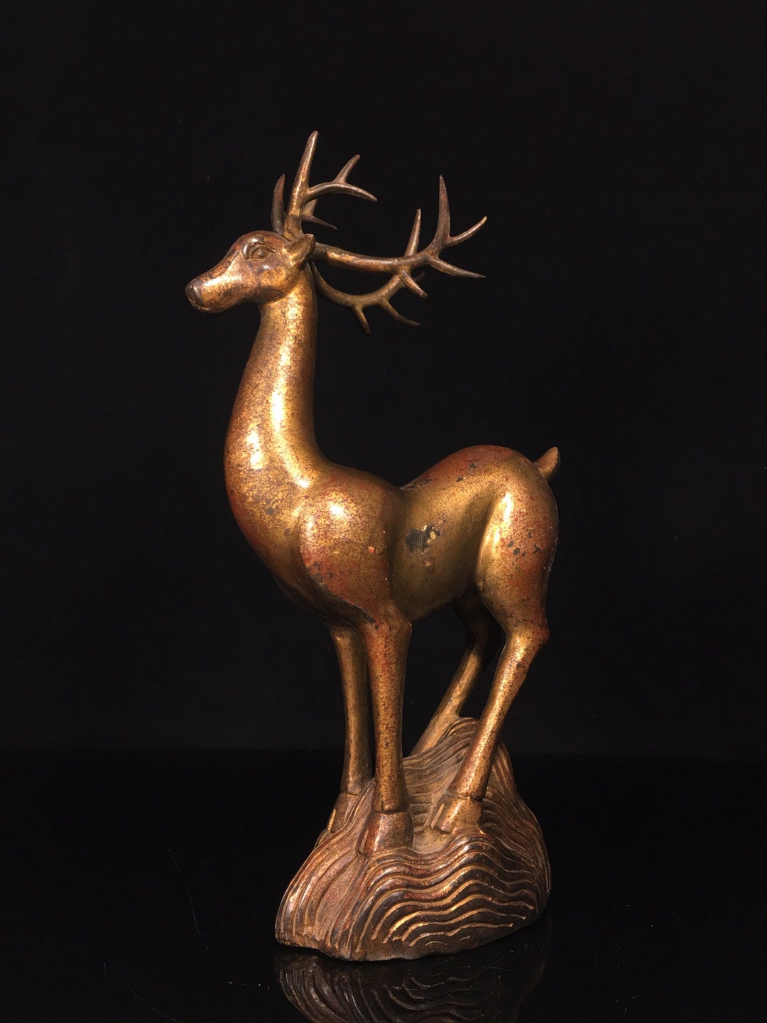 Chinese Antique Pure Hand-carved Large Pure Copper Deer Statue Ornament ...
