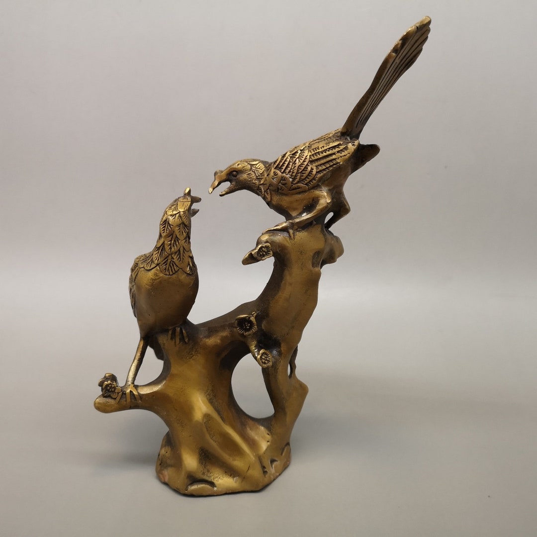 Chinese Antique Pure Copper Magpie Statue Hand Carvings for Home ...