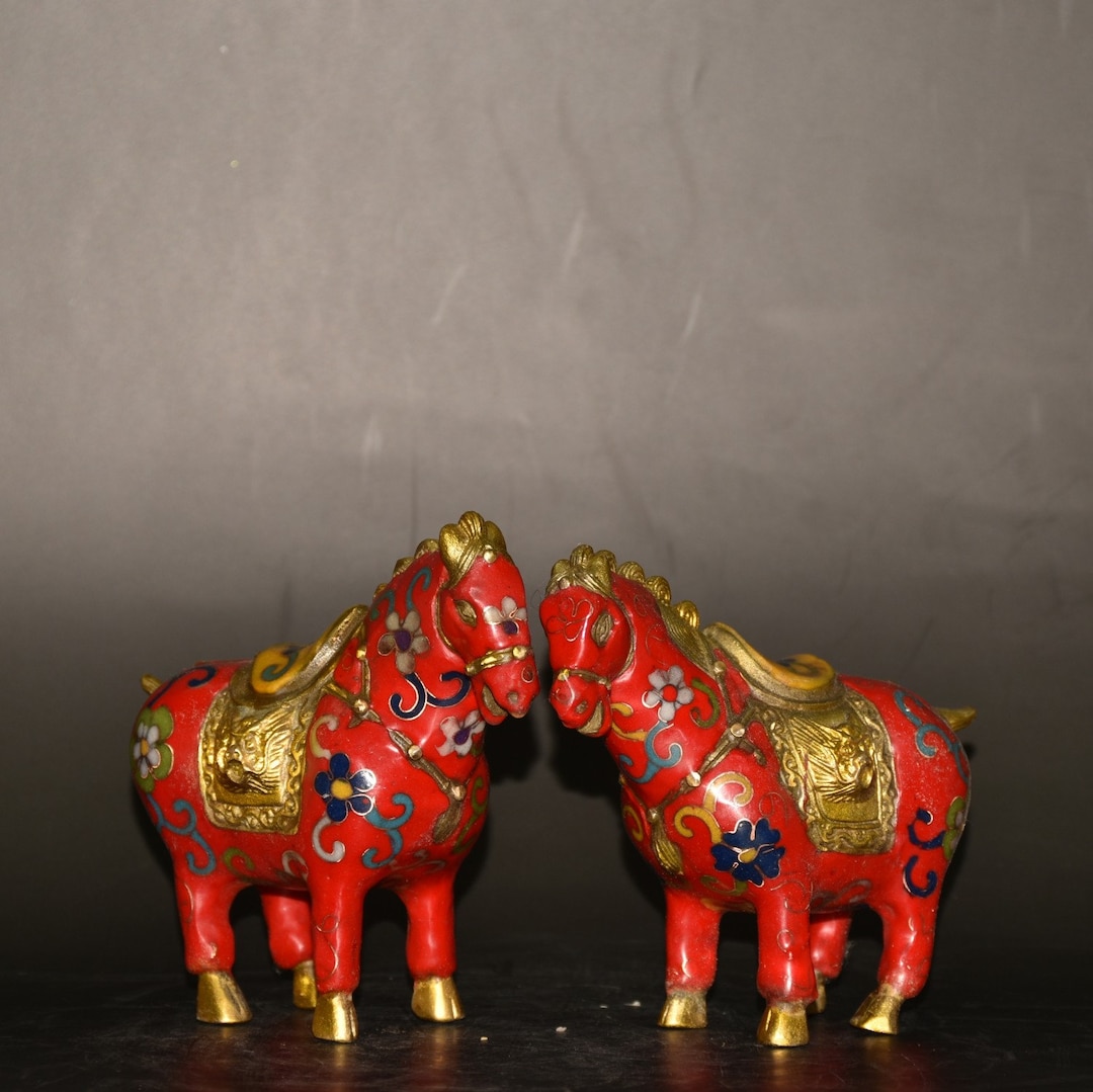 China's Pure Handmade Statue,pure Copper Cloisonne Tang Horse Statues a ...