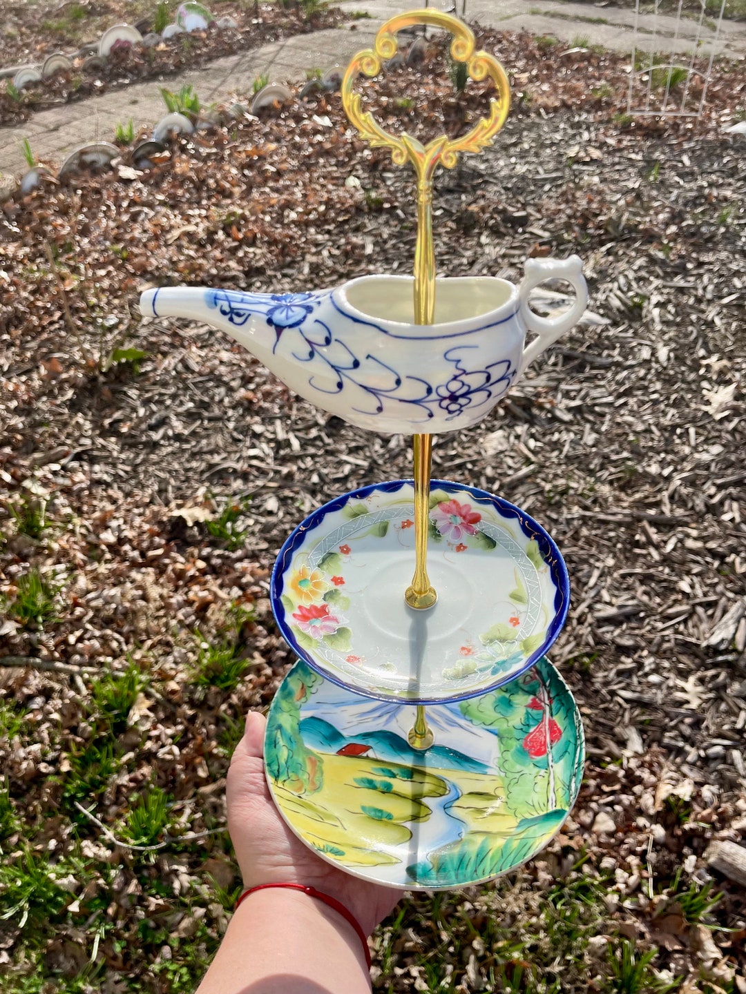 Afternoon Tea Server Made With Cobalt Blue Mix and Match Japanese China ...