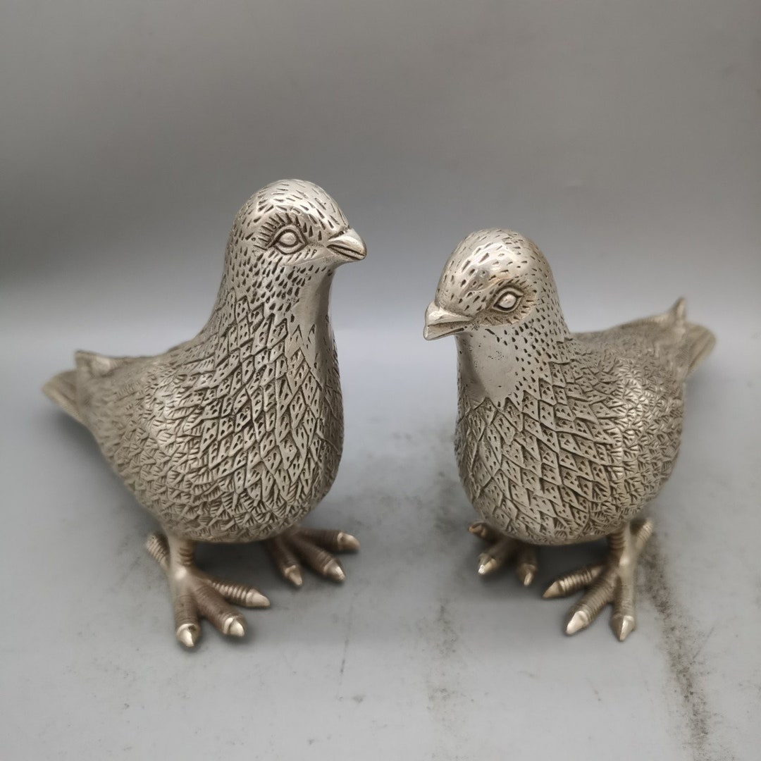 Chinese Pure Hand Carved Exquisite and Unique Pure Copper Pigeon Statue ...
