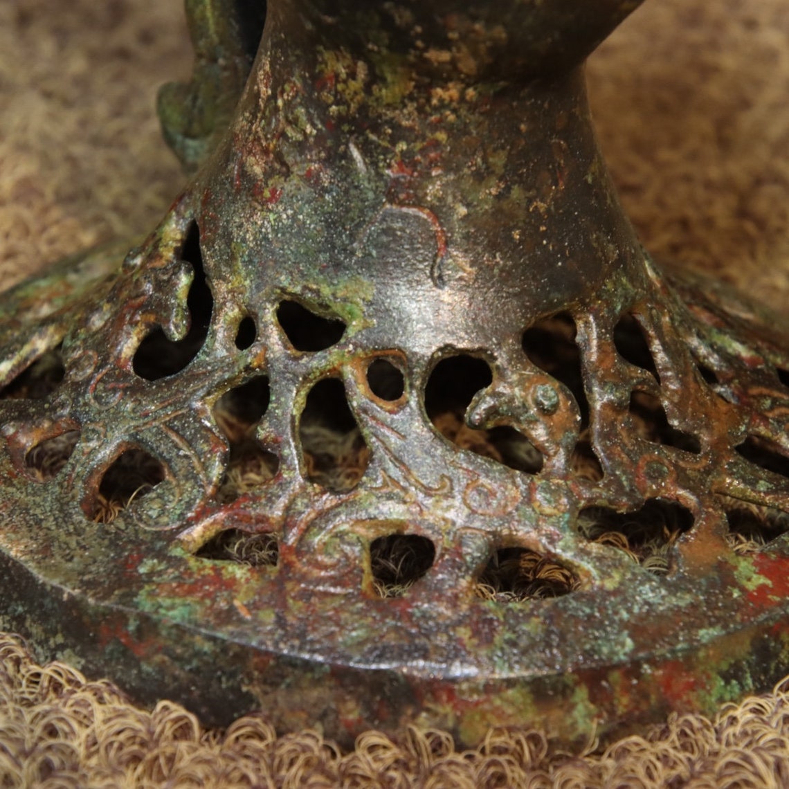 Chinese Antique Bronze Hand Carved Phoenix Bird Statue Boshan Incense ...