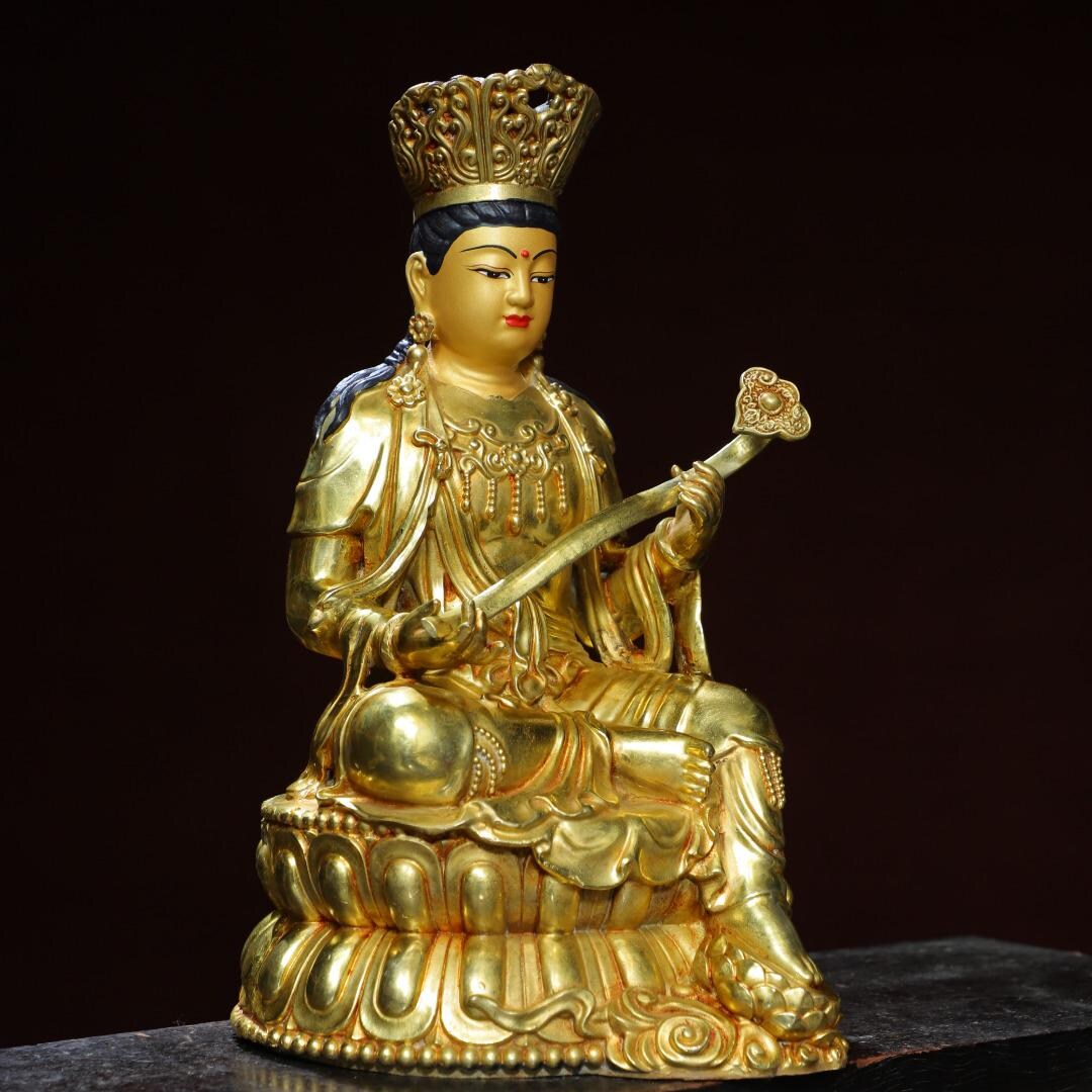 Chinese Antique Pure Hand-carved Exquisite and Rare Pure Copper Gilt ...