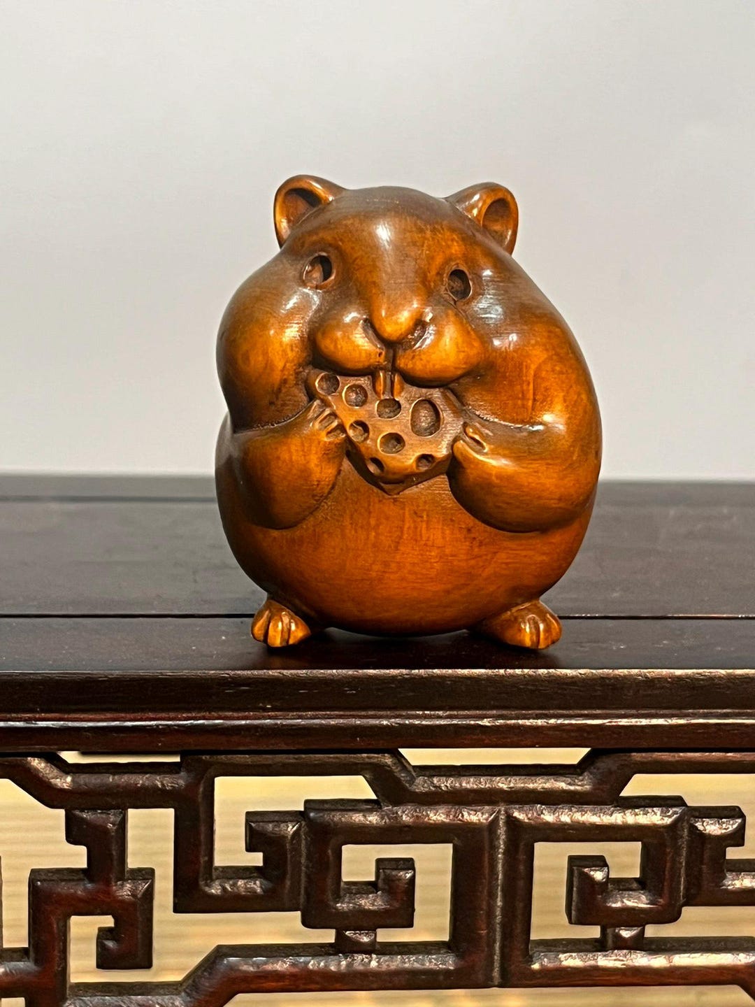 Chinese Handmade Carved Natural Boxwood Mouse Statue, Exquisite Wood ...