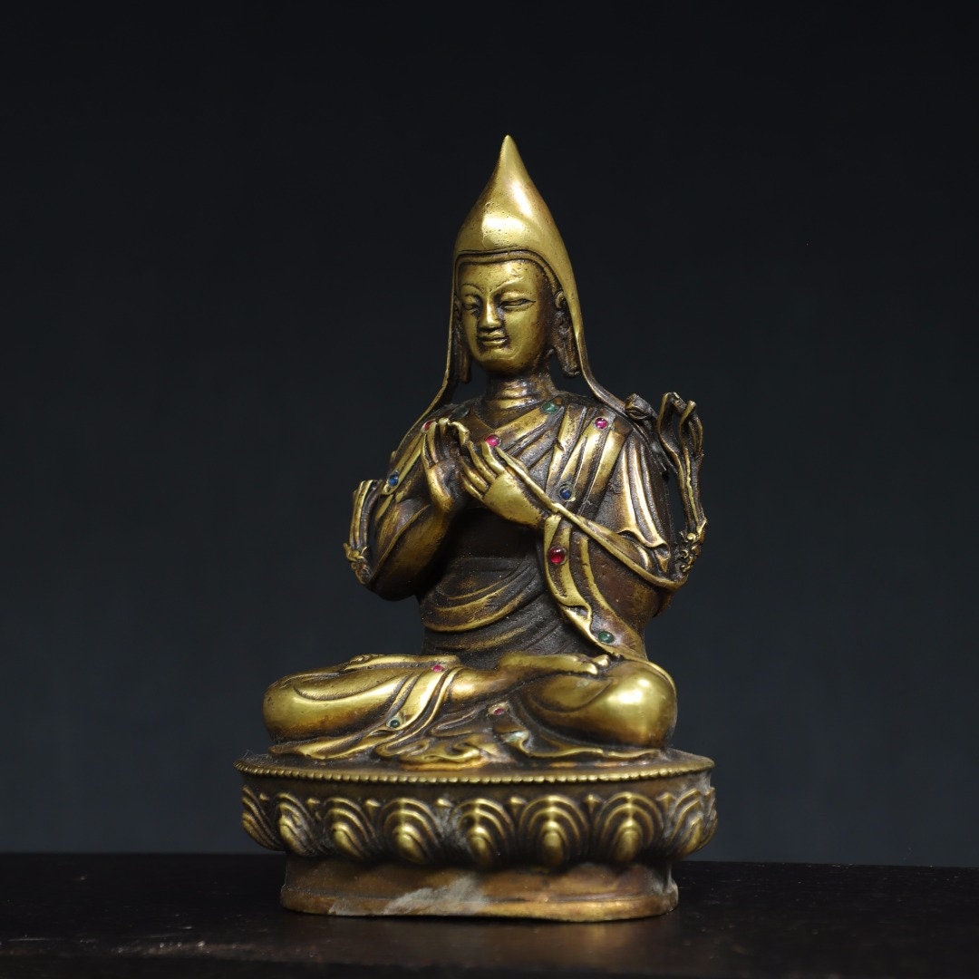 Chinese Pure Hand-carved Exquisite and Rare Pure Copper Inlaid Gems ...
