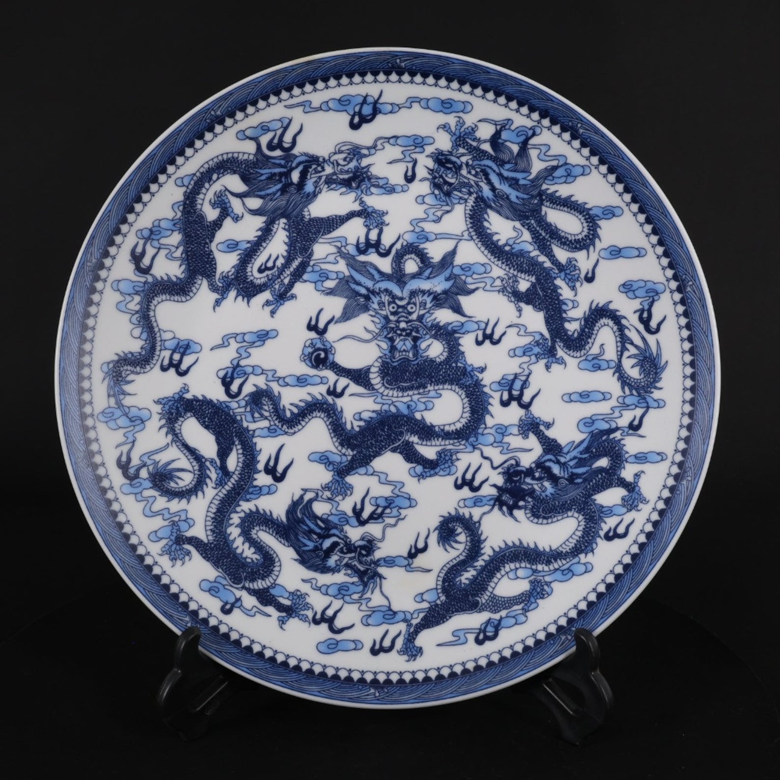 Collect Handicrafts Exquisite Ceramics Dragon Pattern Plates,blue and ...