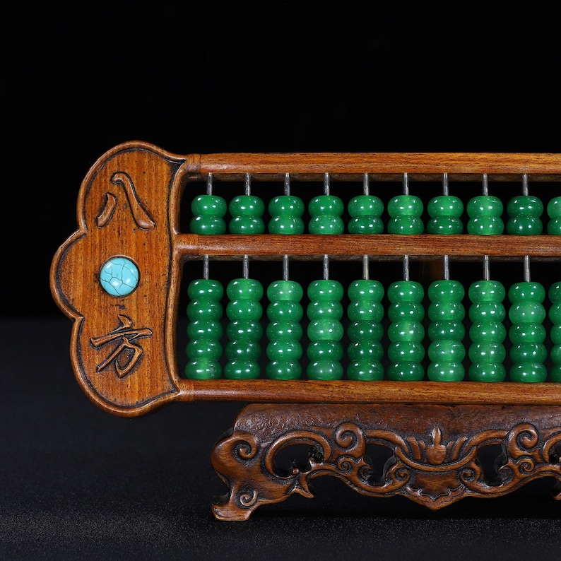 Chinese Antique Handmade Carved Exquisite Rosewood Inlaid Jade Beads ...