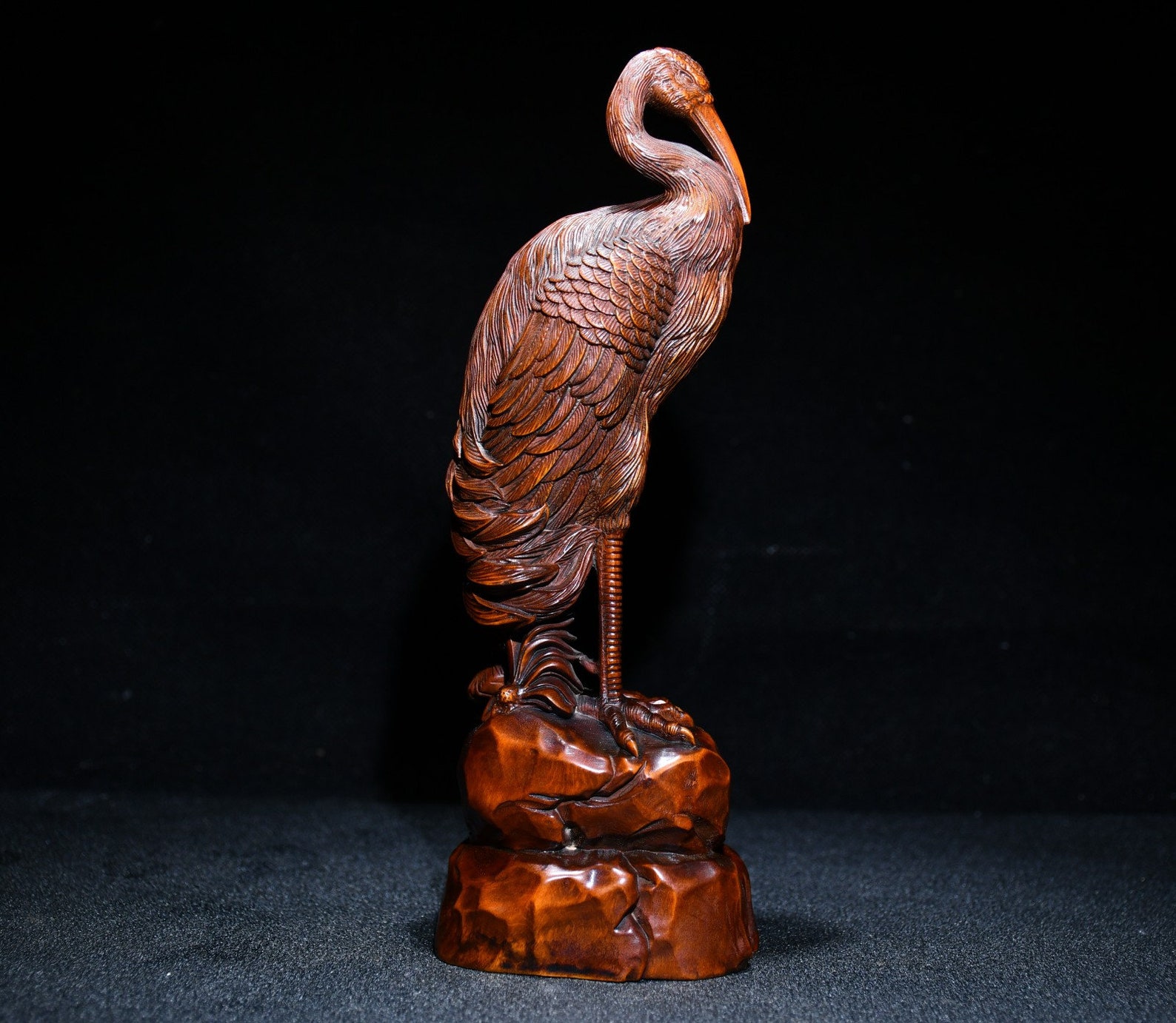 Collect Hand Carved Exquisite and Unique Natural Boxwood Crane Statue ...