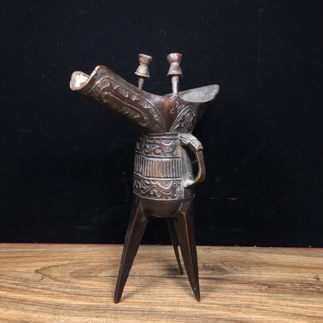 Chinese Antique Pure Copper Exquisite Rare Unique Pattern Jue Cup ...