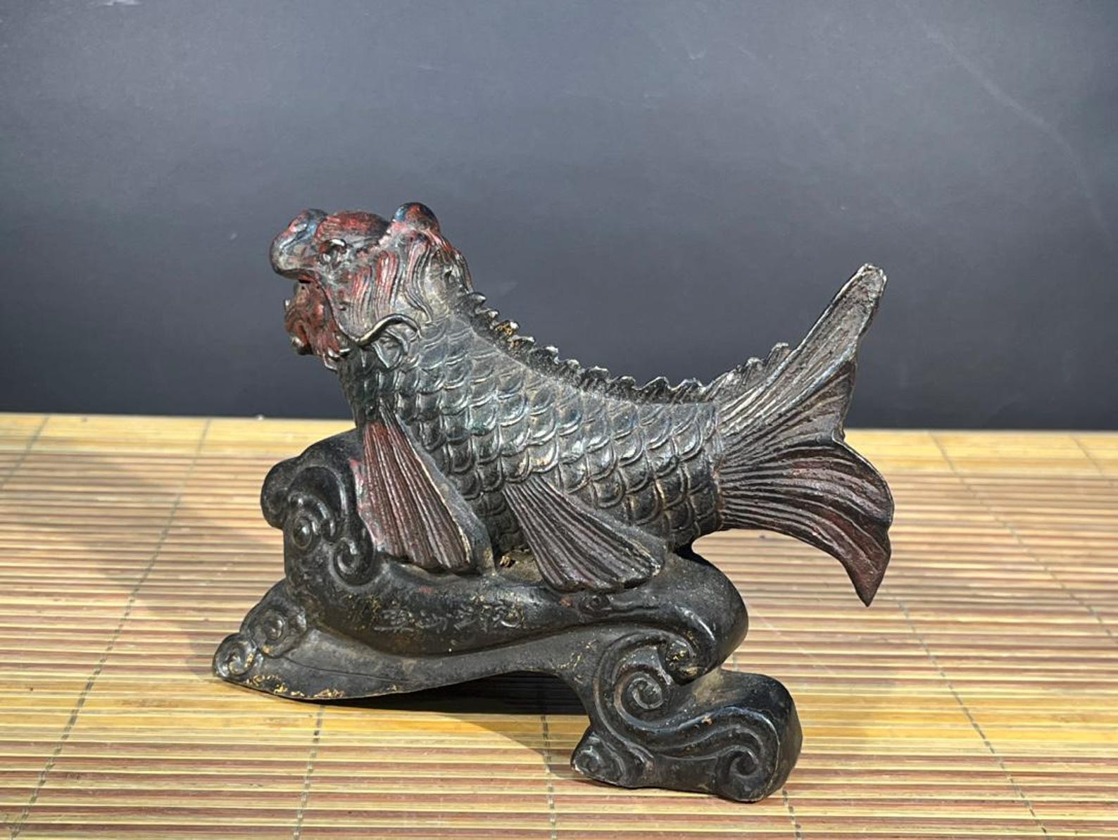 Chinese Copper Ruyi Dragon Fish Statue Ornament, Hand Carved, Unique ...