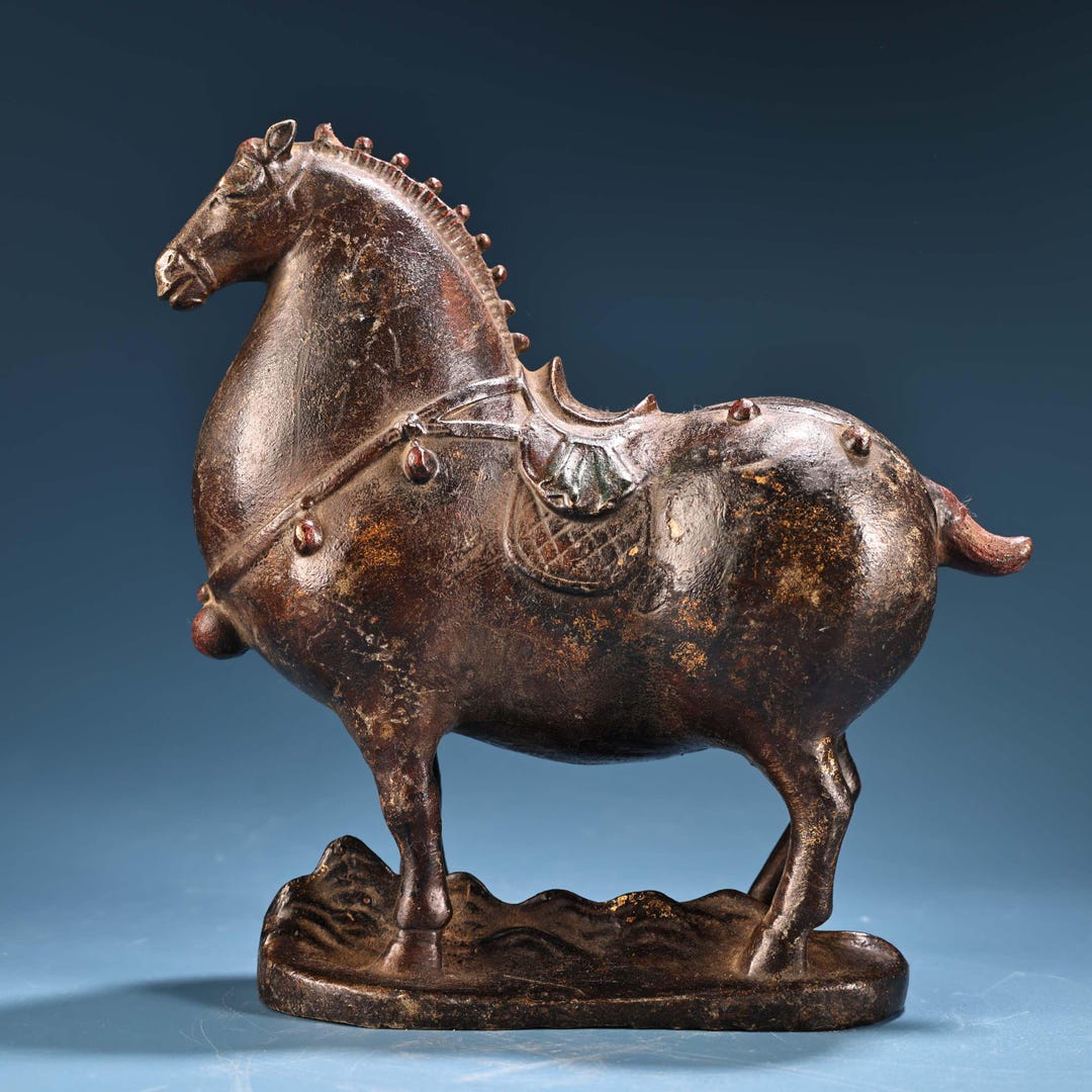 Chinese Hand Carved Exquisite and Unique Pure Copper Tang Horse Statue ...