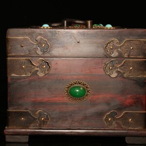Chinese Antique Pure Hand Carved Exquisite Unique Rosewood Inlaid Gems ...