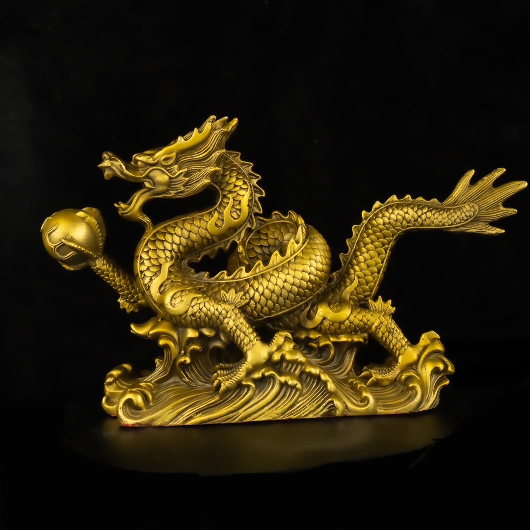 Chinese Exquisite and Unique Pure Hand-carved Pure Copper Five-clawed ...