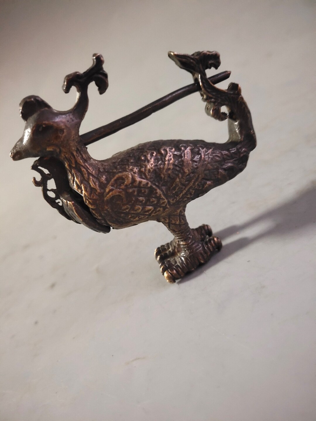 Chinese Antique Pure Copper Phoenix Lock,bird Lock,pure Hand Carved ...
