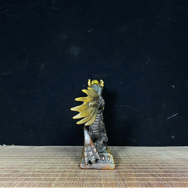Chinese Hand Carved Exquisite and Unique Pure Copper Gilt Dragon Statue ...