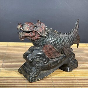 Chinese Copper Ruyi Dragon Fish Statue Ornament, Hand Carved, Unique ...