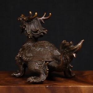 Chinese Antique Pure Copper Bagua Dragon Turtle Statues Are Hand Carved ...
