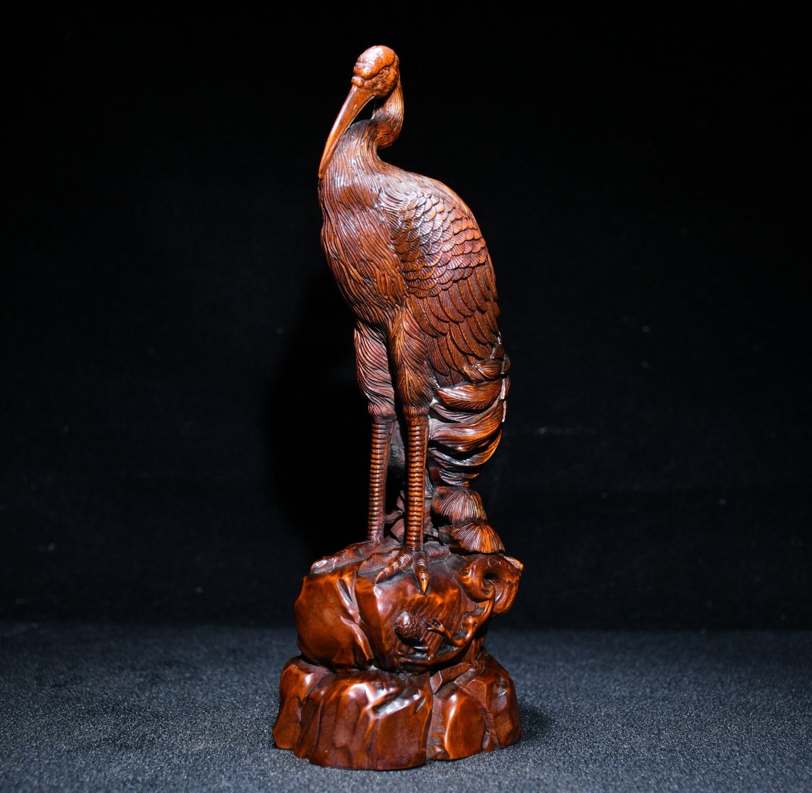 Collect Hand Carved Exquisite and Unique Natural Boxwood Crane Statue ...