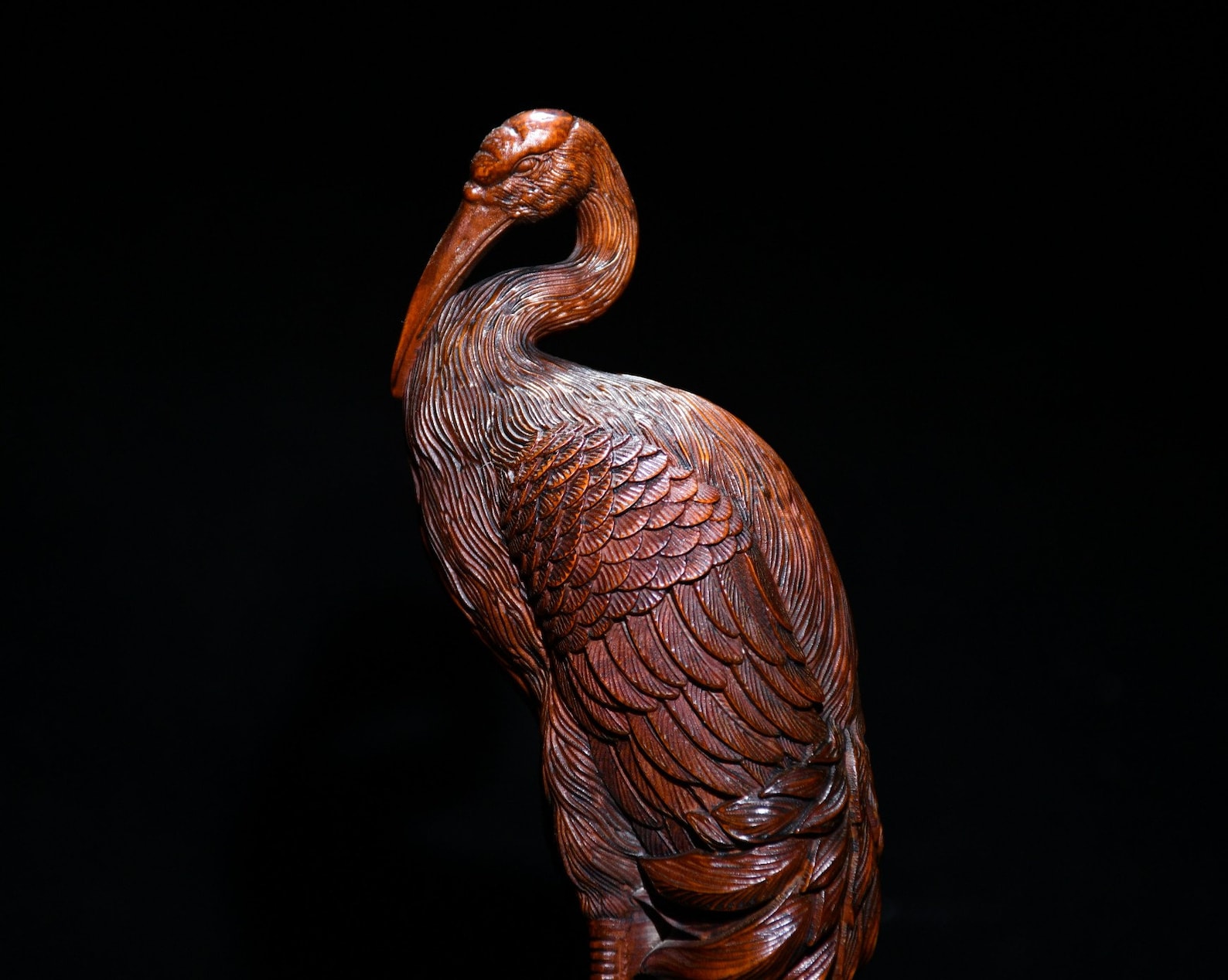 Collect Hand Carved Exquisite and Unique Natural Boxwood Crane Statue ...