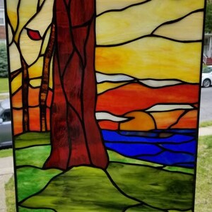 Autumn Scene Stained Glass - Etsy