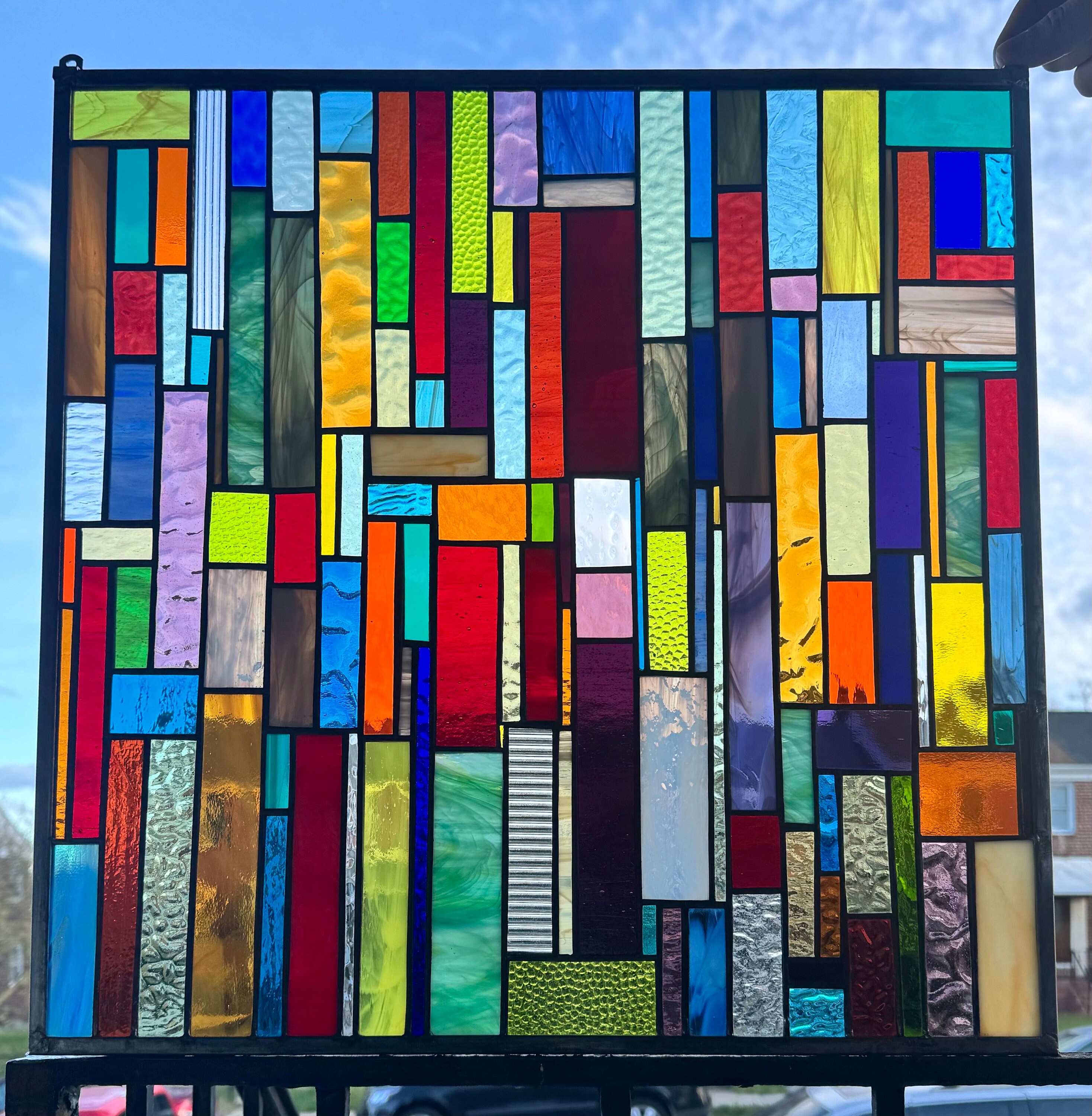 Stripes, Stripes! Stained Glass Hanging Panel With Brilliant Colors - Etsy