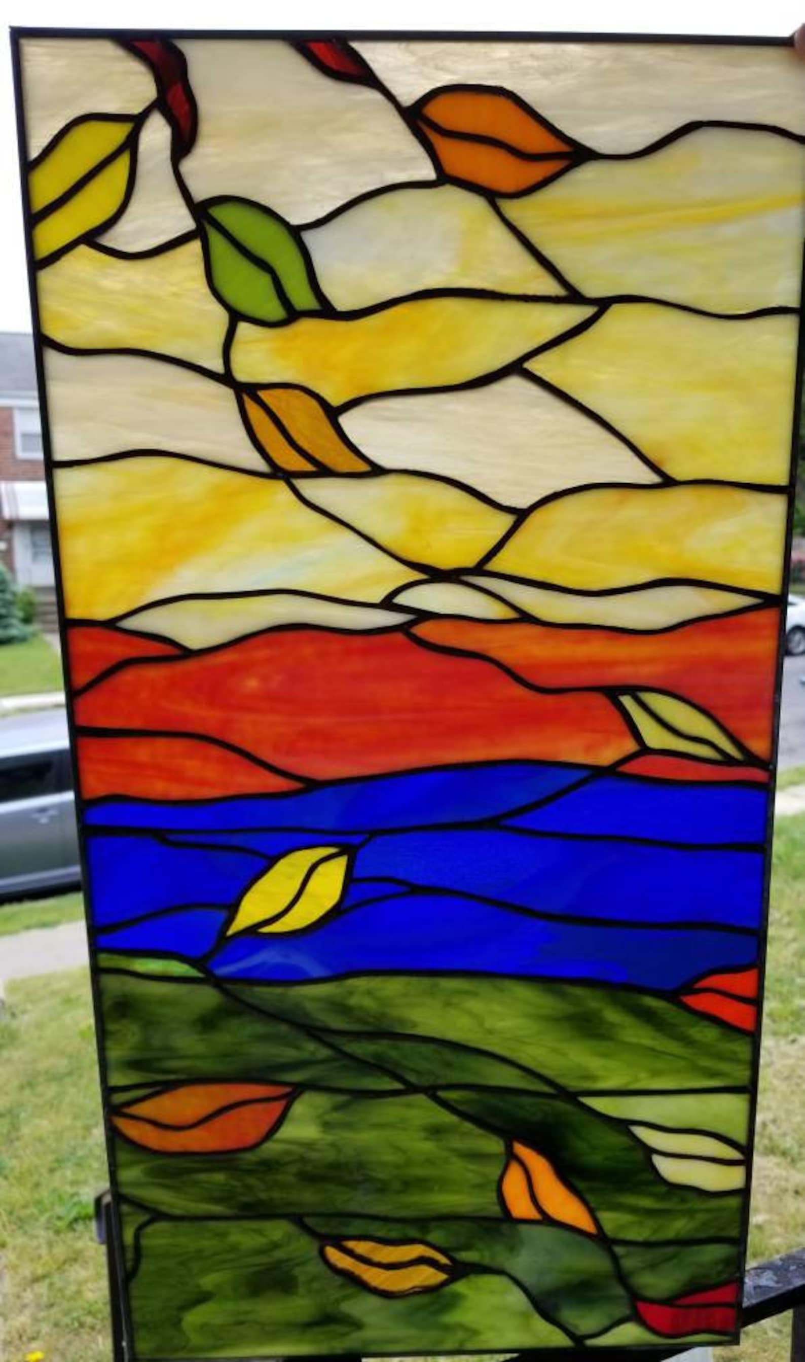 Autumn Scene Stained Glass | Etsy